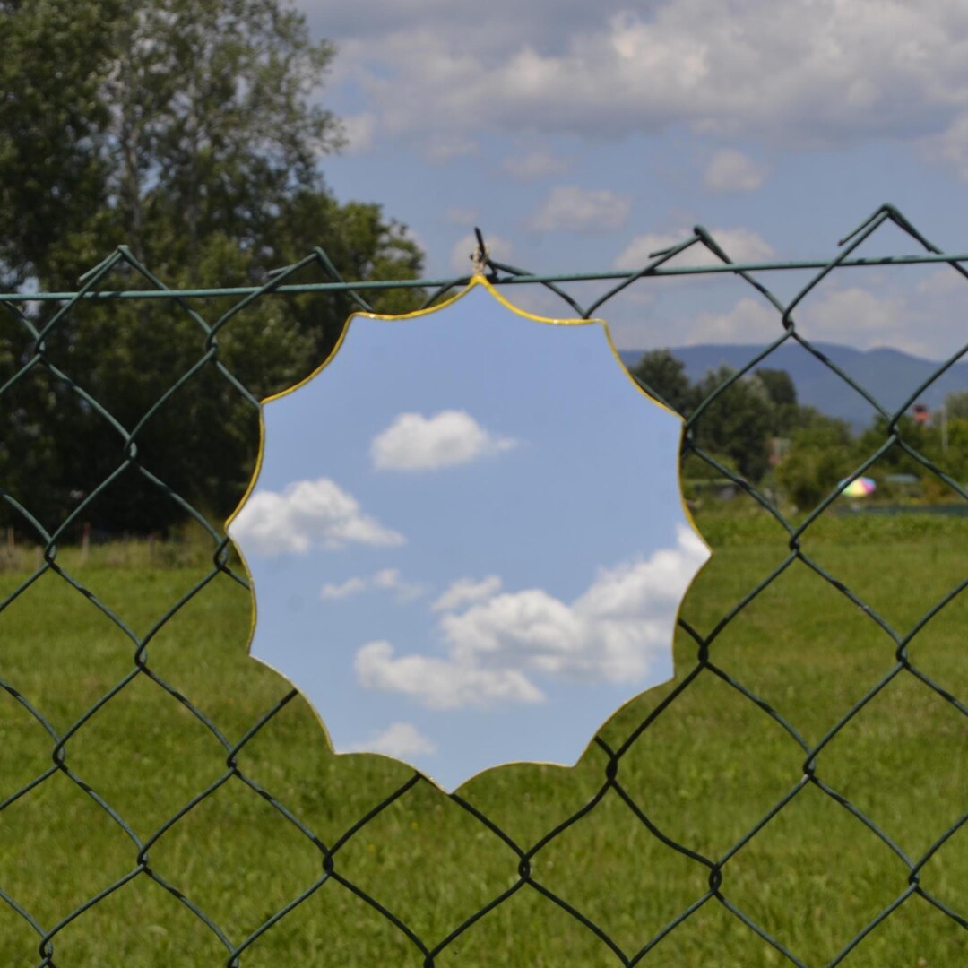 WAVY SUN MIRROR, Yellow Sun Mirror, Frameless Wall Mirror, Modern Wall ...