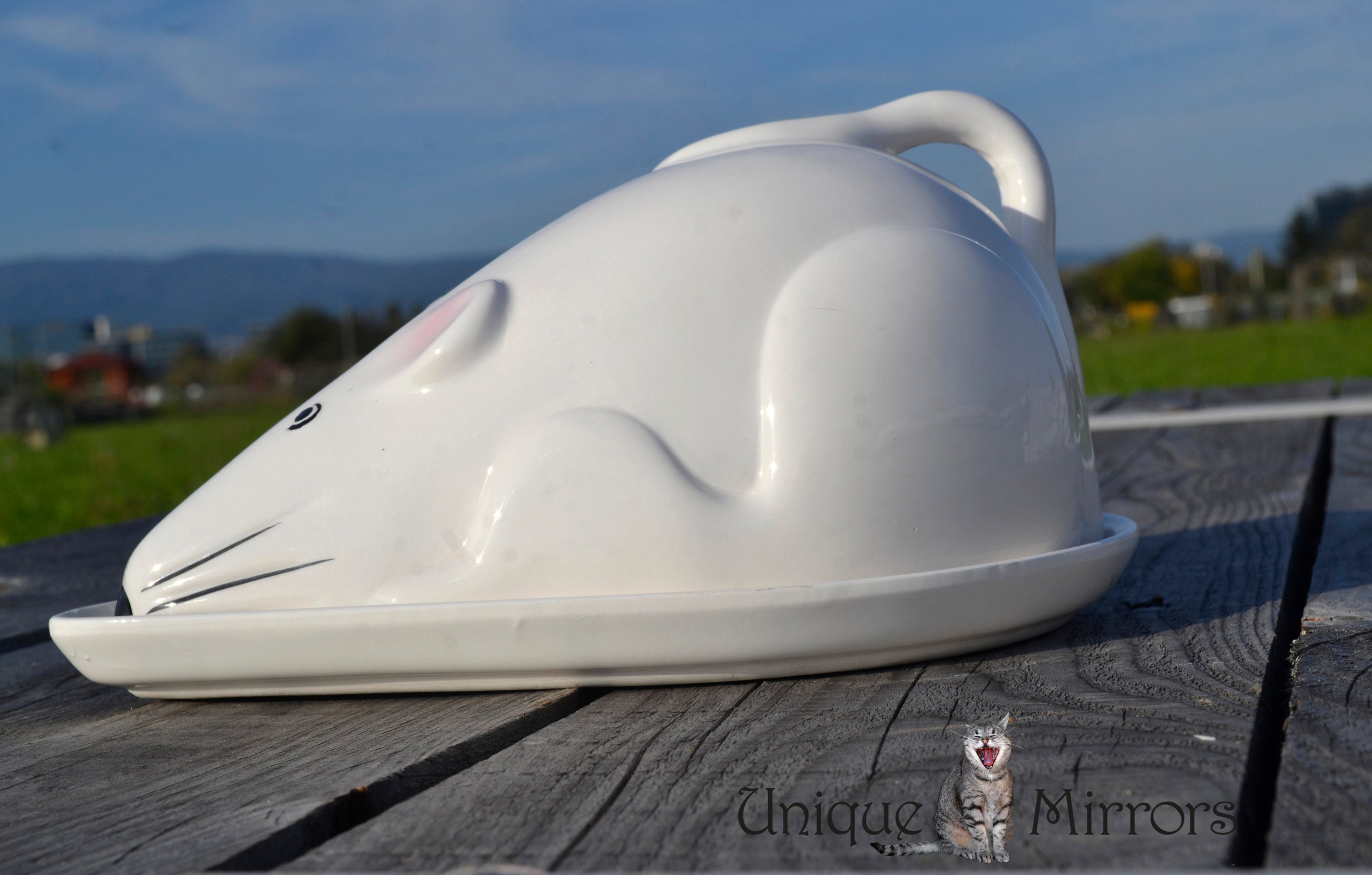 GIANT WHITE MOUSE Antique Mid Century Cheese Bowl, Ceramic Bowl & Plate ...