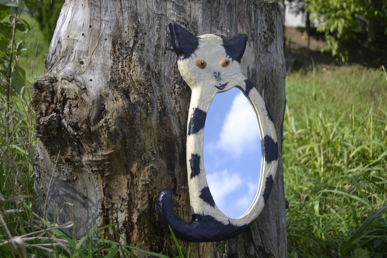 BLACK and WHITE CAT Mirror, Decorative Wall Mirror, Children Room Decor ...