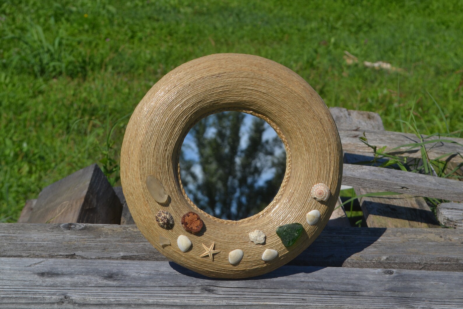 BEACH THEMED MIRROR Round Wall Mirror Tiny Hemp Rope Mirror | Etsy