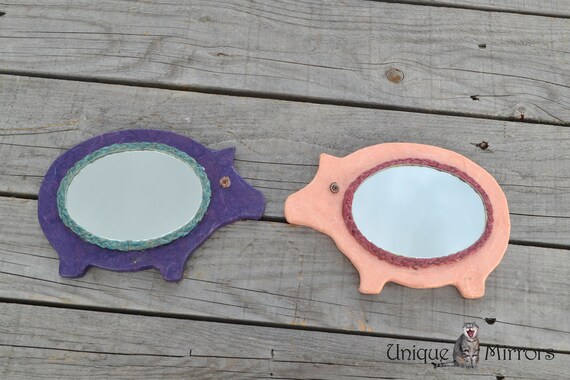 2 CUTE PIGGIES Set of 2 Pig Shaped Mirrors Purple Pig - Etsy