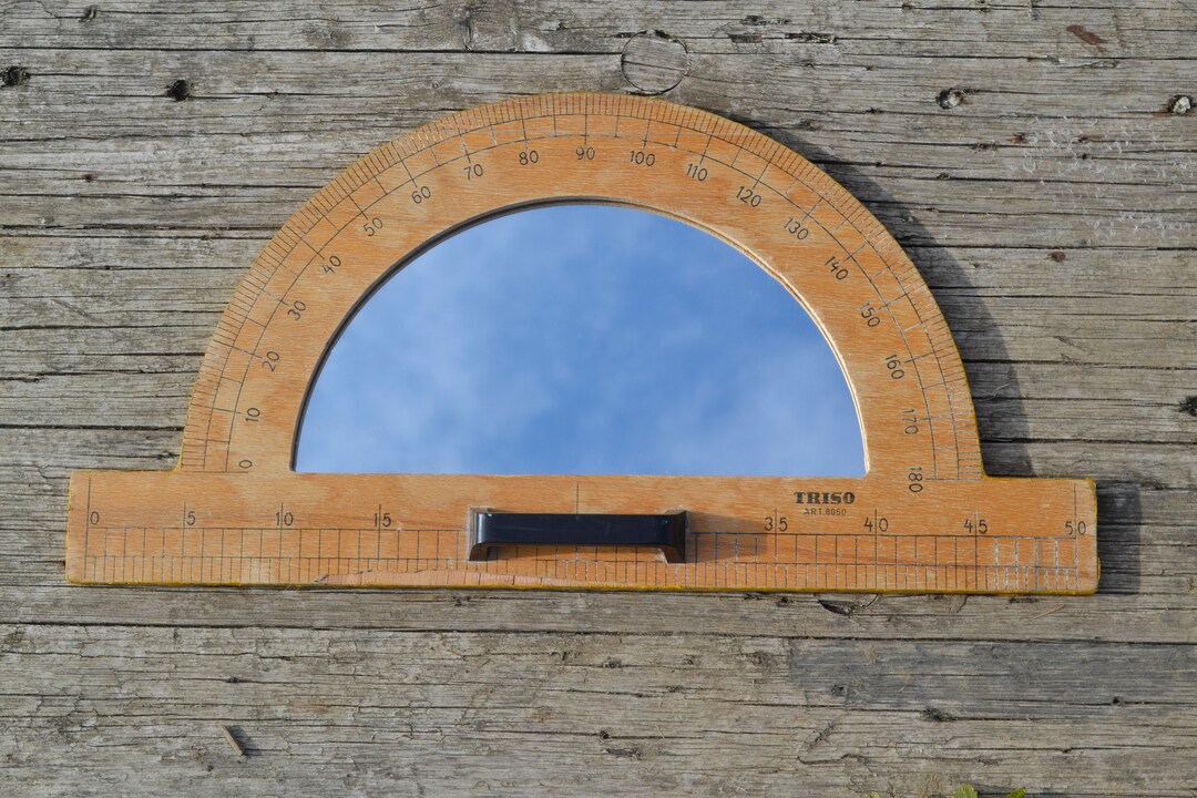 VINTAGE WOODEN PROTRACTOR Wall Mirror, Large Wooden Protractor, Wood ...