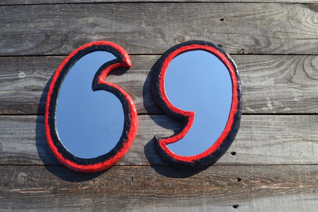 Number 6 & Number 9 Shaped Wall Mirrors, 2 Mirror Set, Unusual Wall ...