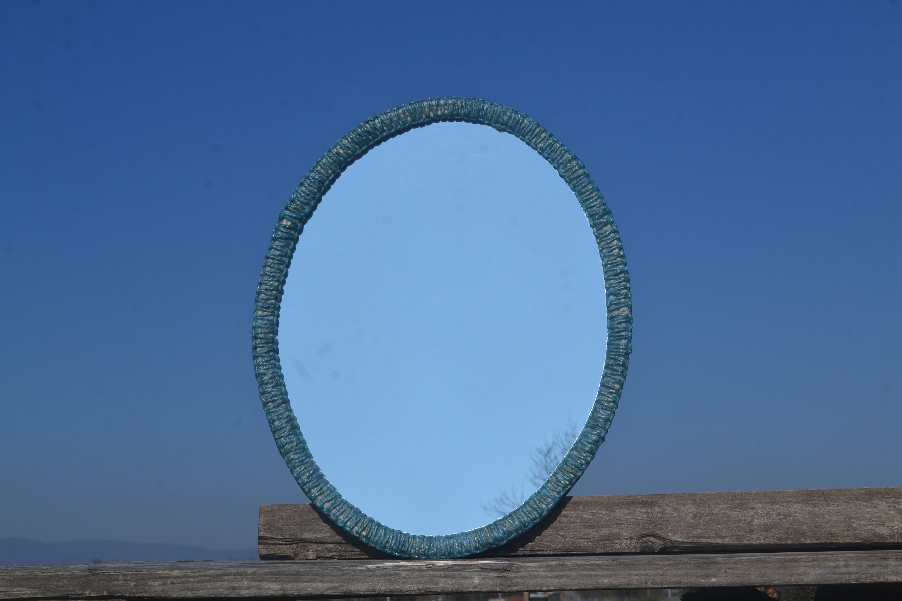 BLUE OVAL MIRROR, Macrame Framed Wall Mirror, Decorative Mirrors, Boho ...