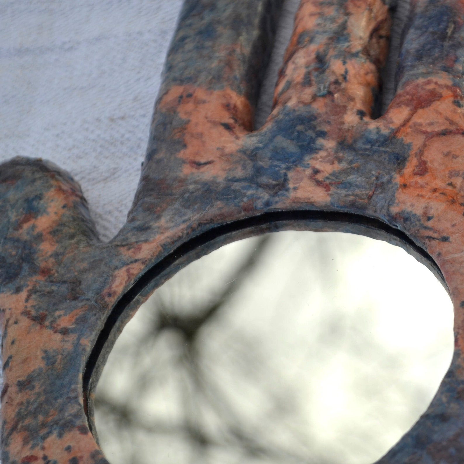 HAND SHAPE MIRROR, Decorative Wall Mirror, Paper Mache Mirror, Colorful ...
