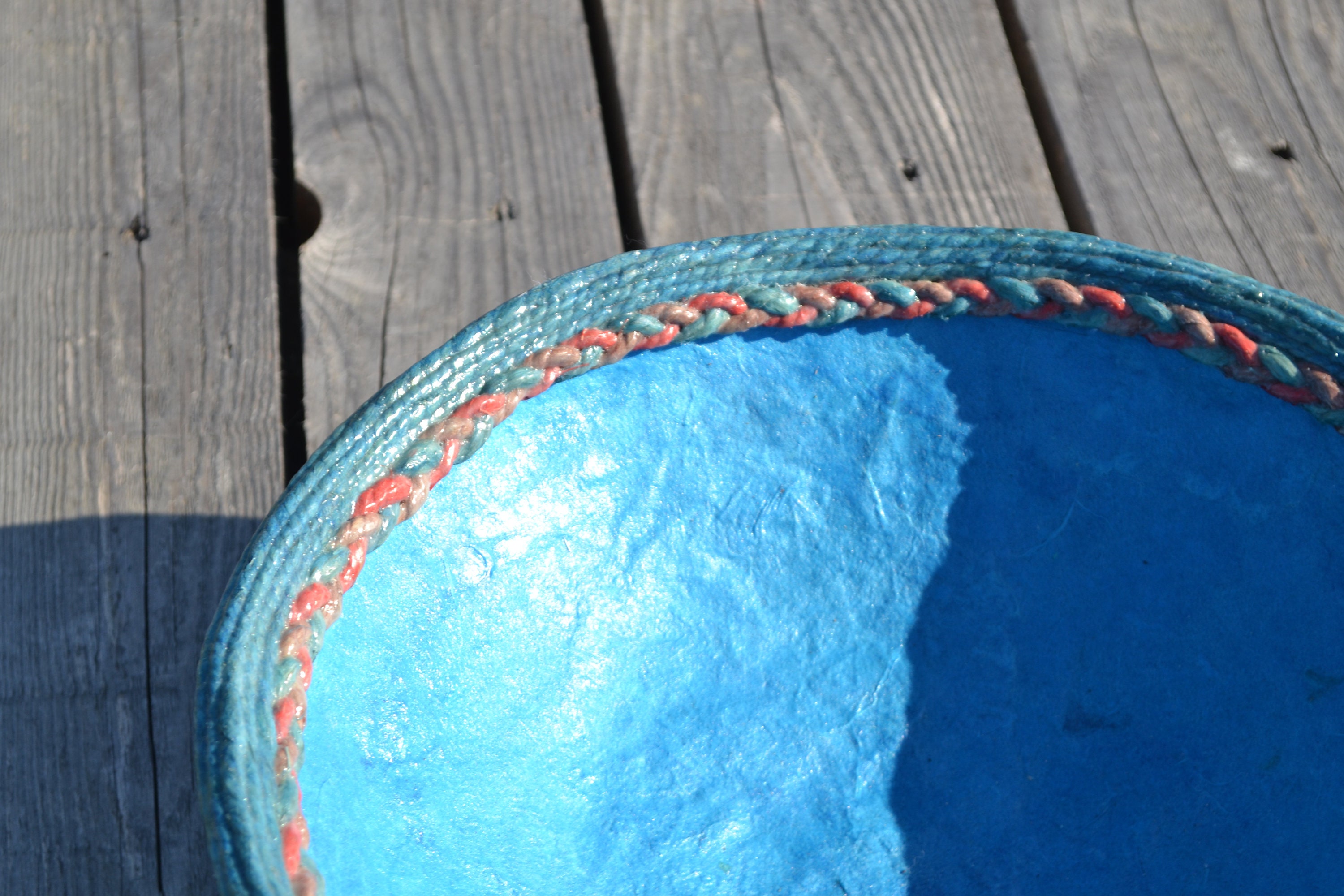 BLUE HEMP BOWL Paper Mache Basket Bowls & Baskets Kitchen - Etsy