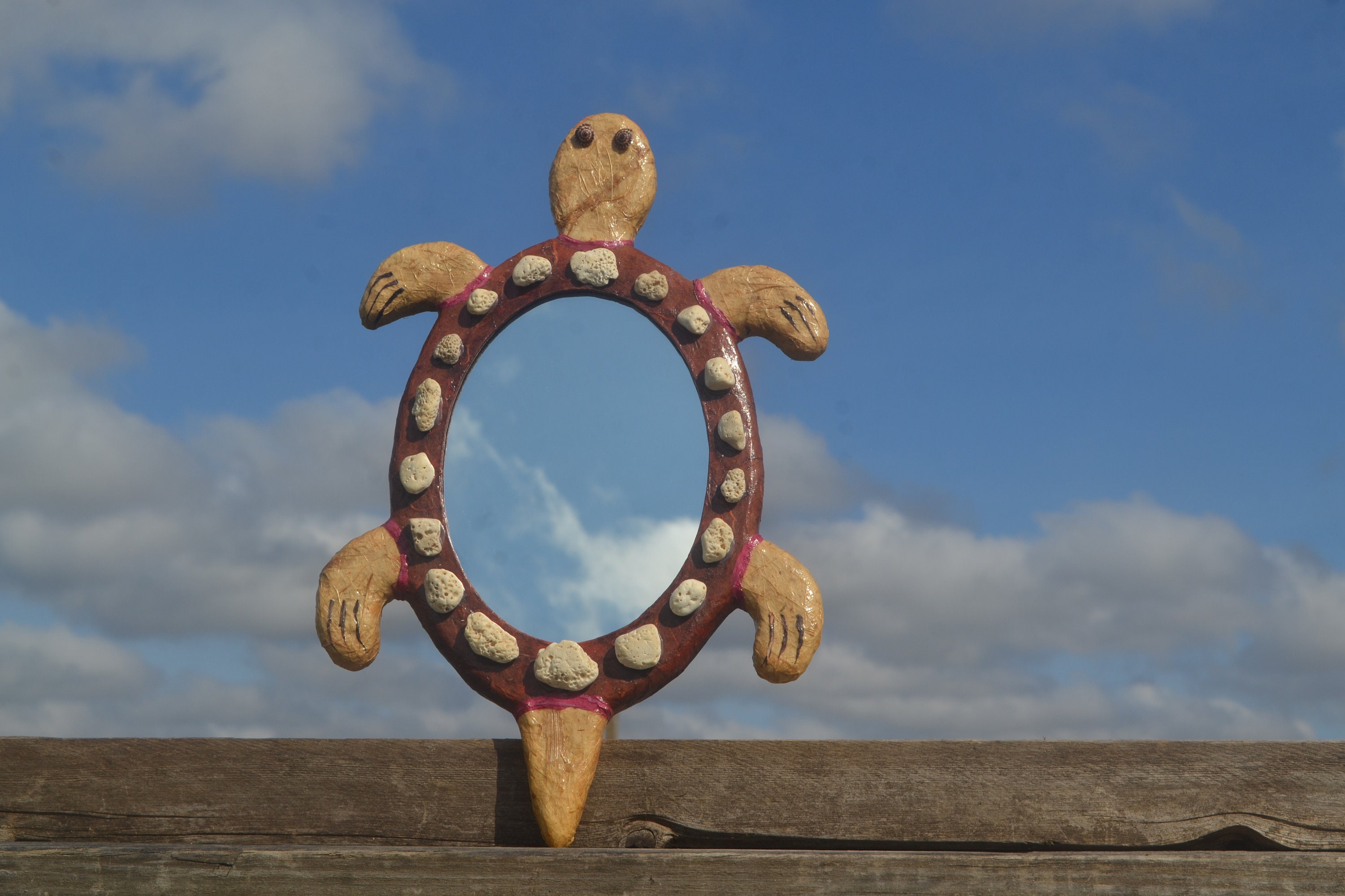 2 TURTLE MIRROR SET, Brown Turtle & Green Turtle, Decorative Wall ...