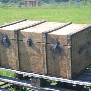 Large Wooden Trunk: 79 X 49 X 38 Cm, 1960s, Vintage Wooden Storage Box ...