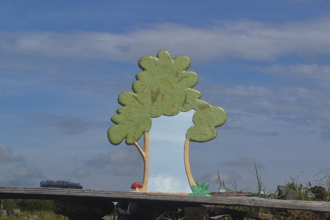 TREE SHAPED MIRROR W. Red Mushroom, Large Paper-mache Mirror ...