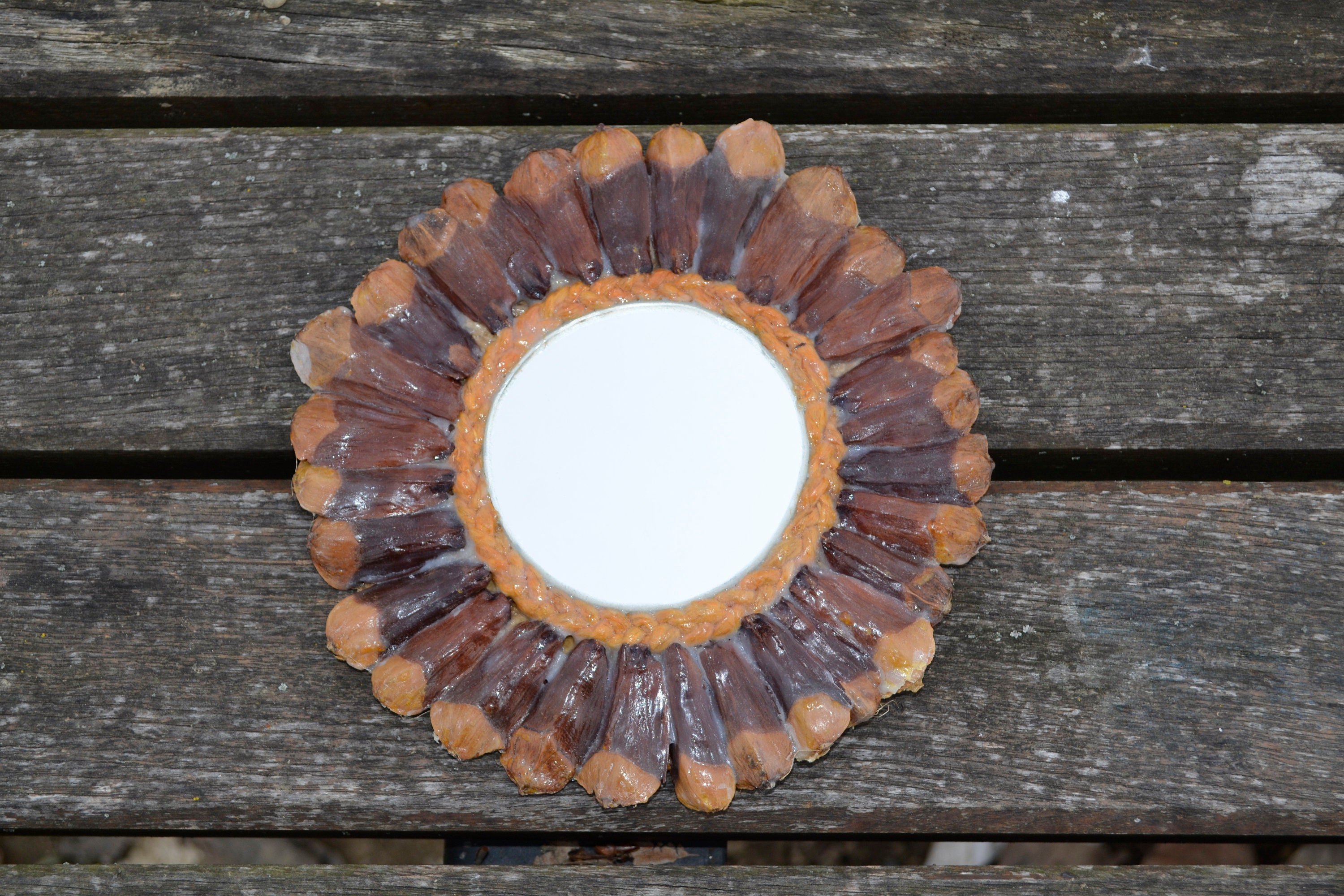 PINE PETAL SUNFLOWER Mirror, Small Wall Mirror, Round Mirror, Pine ...