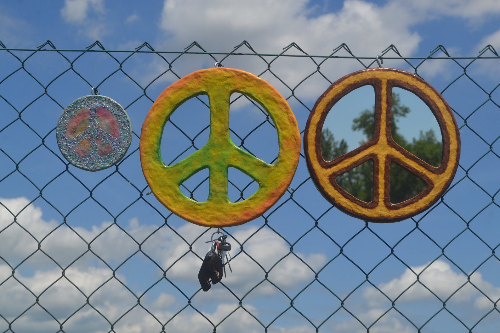 PEACE SIGN MIRROR & Peace Sign Wall Hanging Key Holder Hippy - Etsy ...