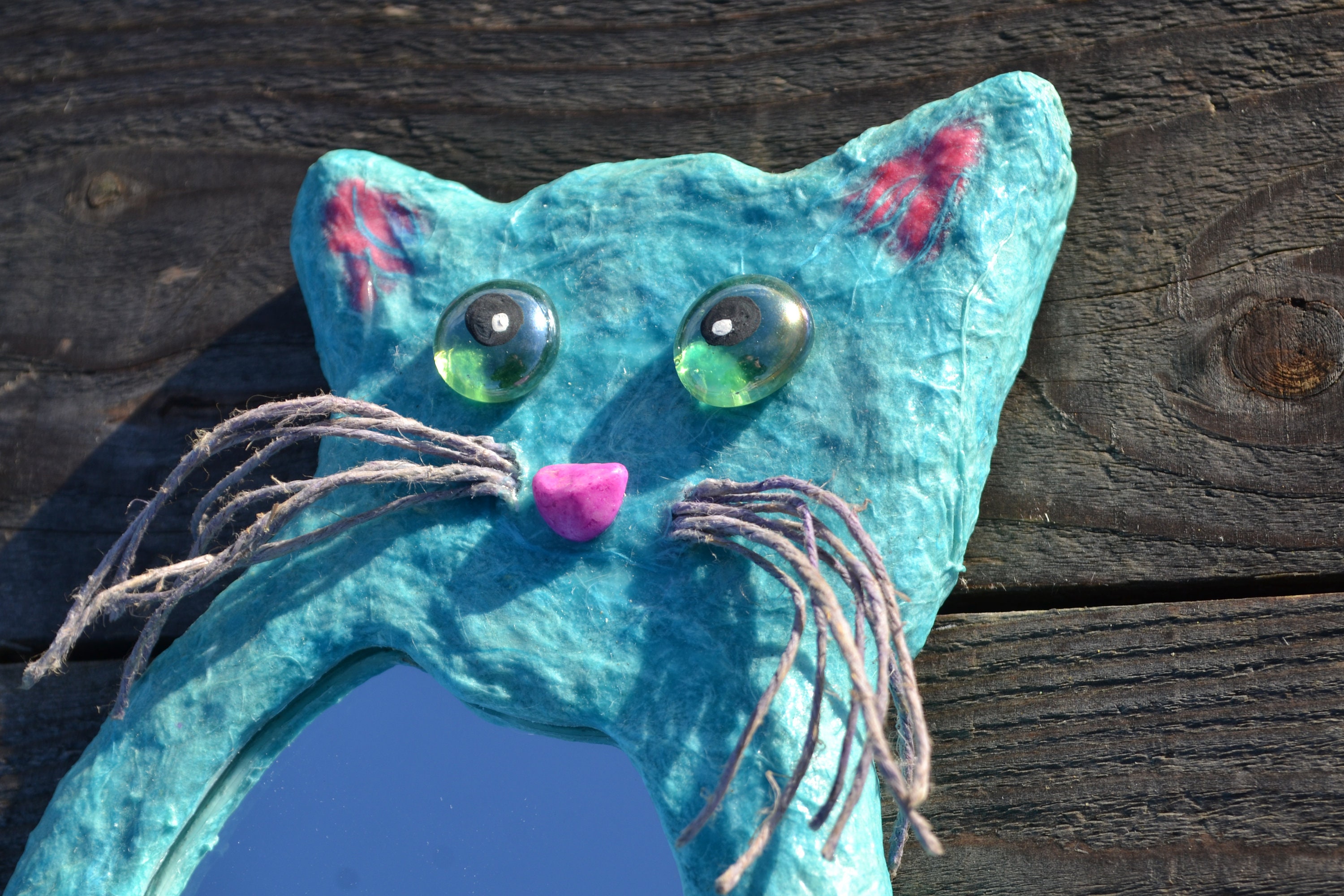 BLUE CAT MIRROR, Decorative Wall Mirror, Unique Cat Mirror, Ideal Gift ...