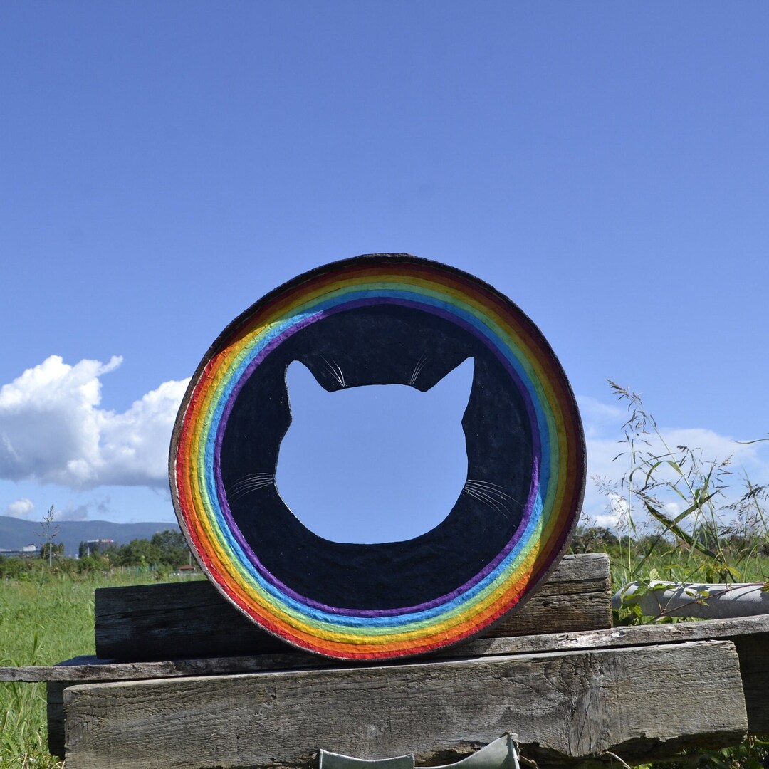 BLACK RAINBOW MIRROR, Cat Head Wall Mirror, Wine Barrel Ring Mirror ...