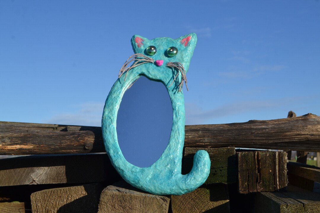 BLUE CAT MIRROR, Decorative Wall Mirror, Unique Cat Mirror, Ideal Gift ...