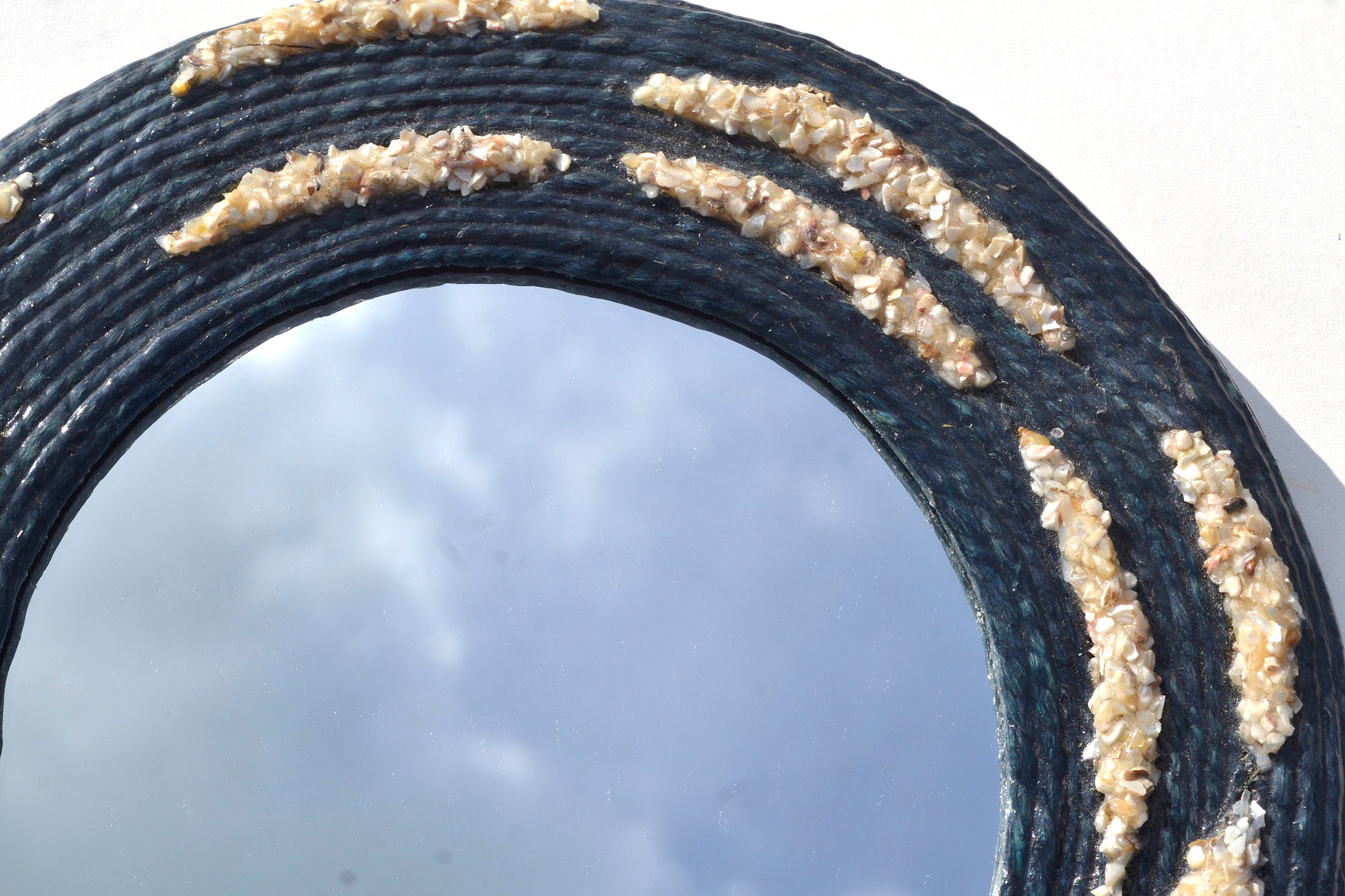 ROUND WALL MIRROR, Blue Hemp Rope Mirror, Hanging Mirror, Decorative ...