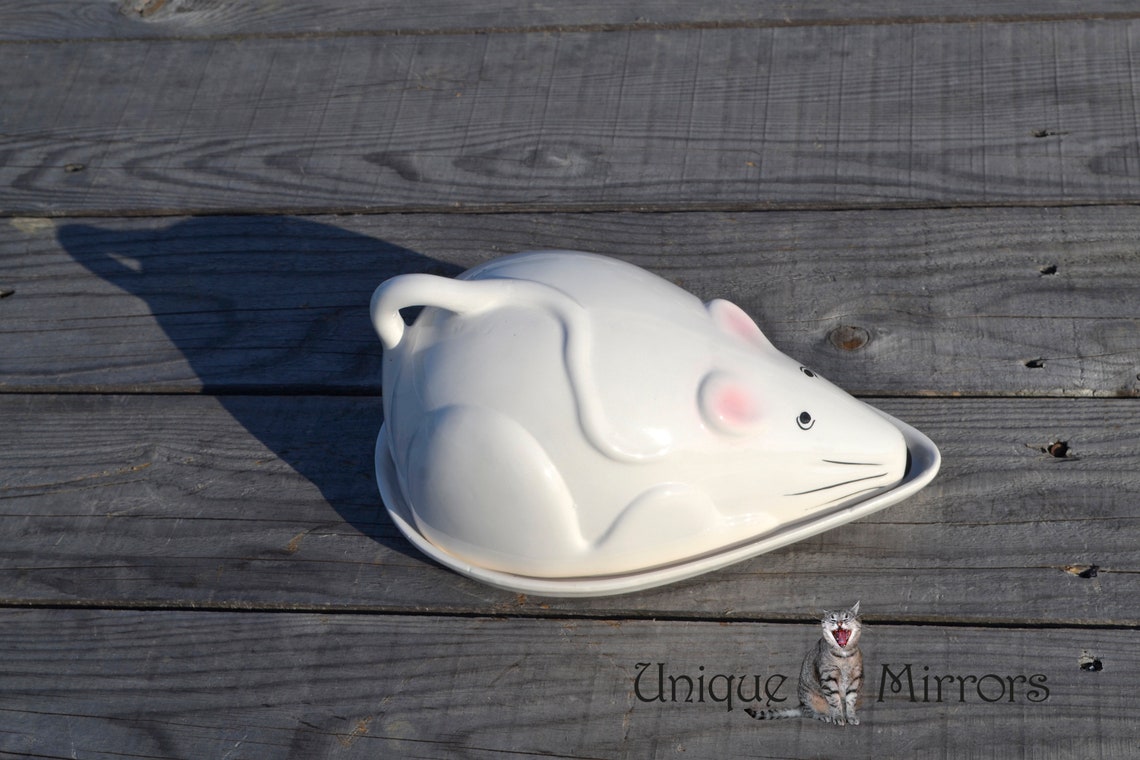 GIANT WHITE MOUSE Antique Mid Century Cheese Bowl Ceramic - Etsy