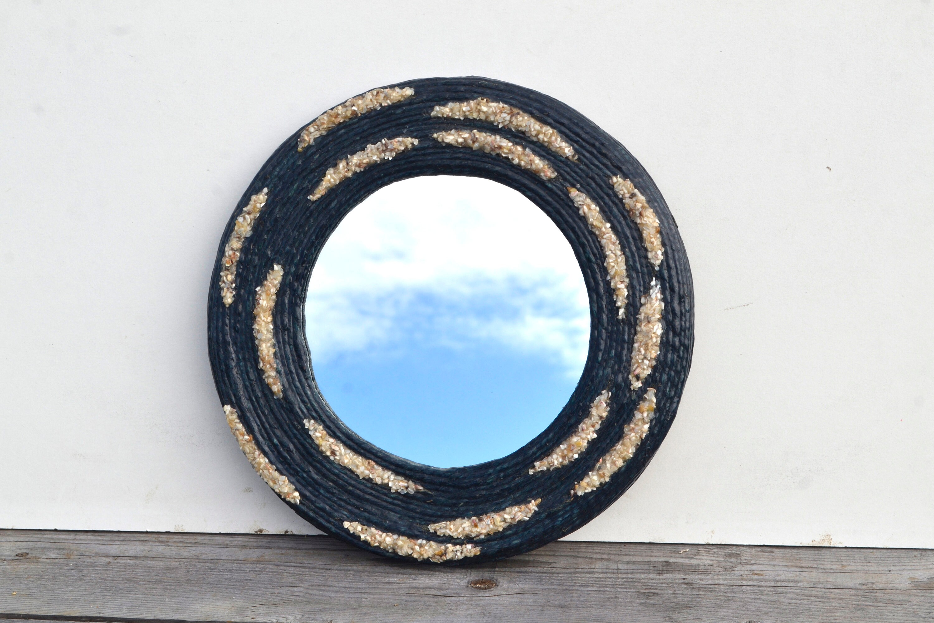 ROUND WALL MIRROR Blue Hemp Rope Mirror Hanging Mirror - Etsy