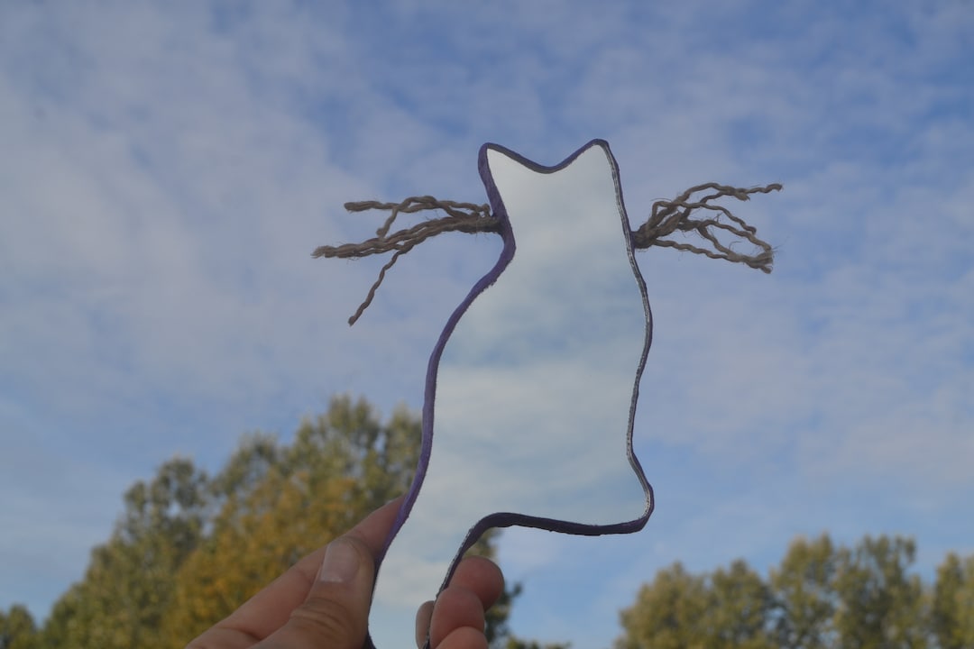 PURPLE CAT MIRROR, Small Wall Mirror, Frameless Mirror, Paper Mache ...