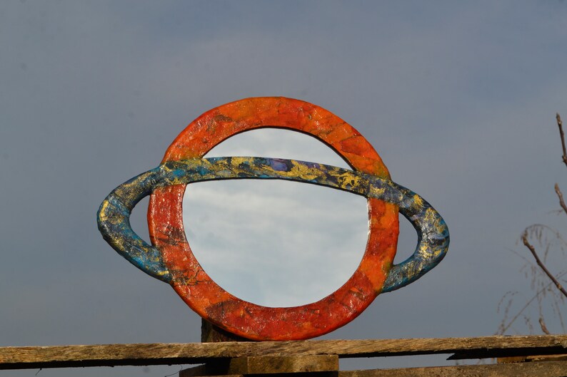 PLANET SATURN MIRROR, Paper Mache Mirror, Decorative Mirrors, Galaxy ...