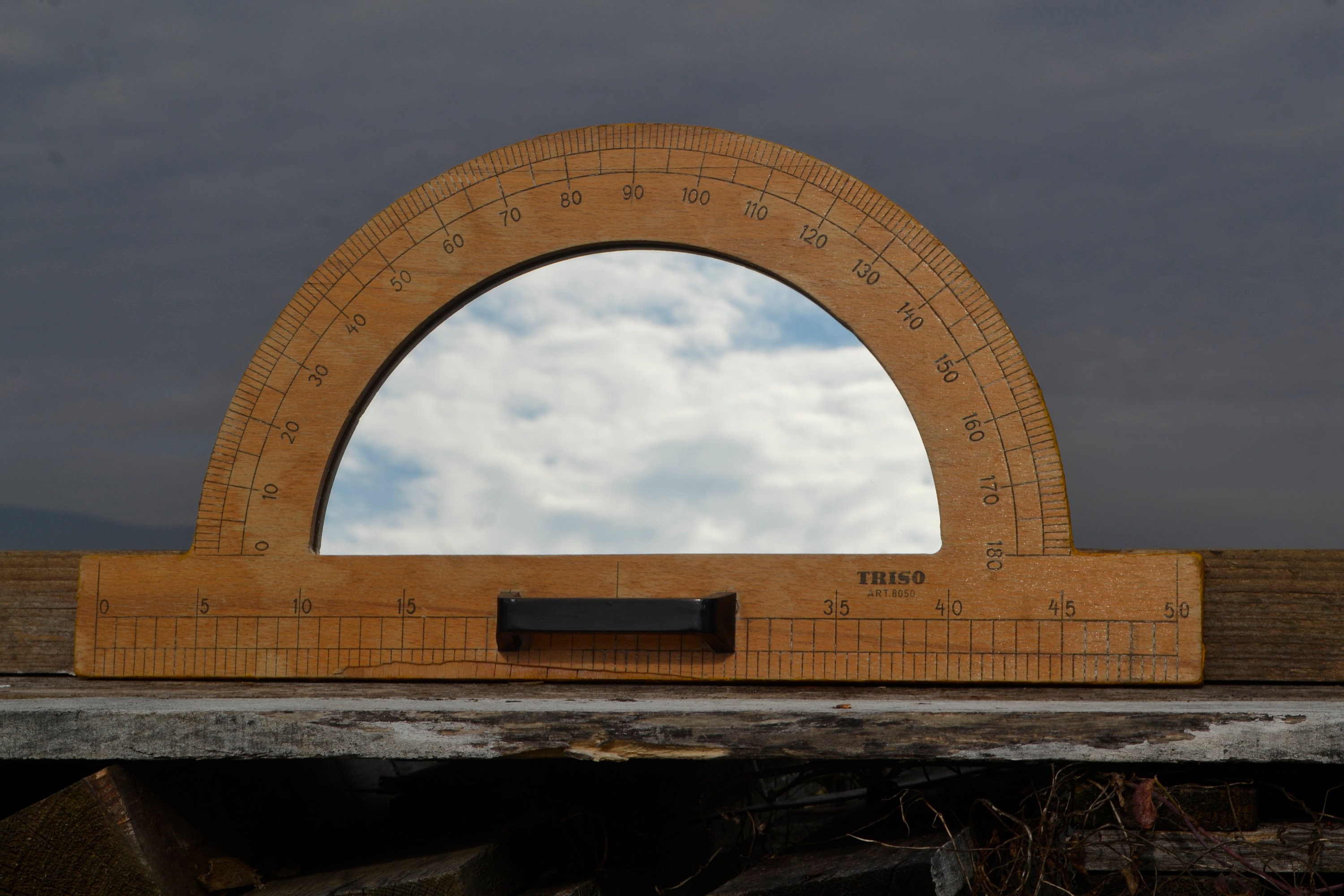 VINTAGE WOODEN PROTRACTOR Wall Mirror, Large Wooden Protractor, Wood ...