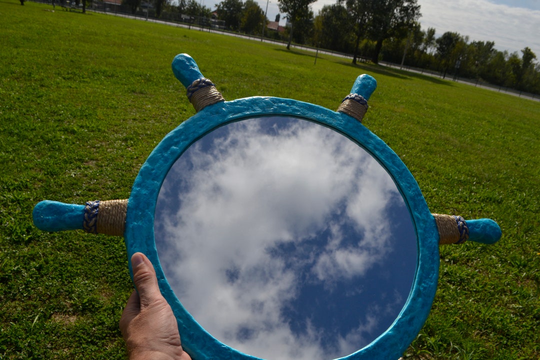 BLUE HELM MIRROR, Large Round Mirror, Coastal Decor, Nautical Furniture ...