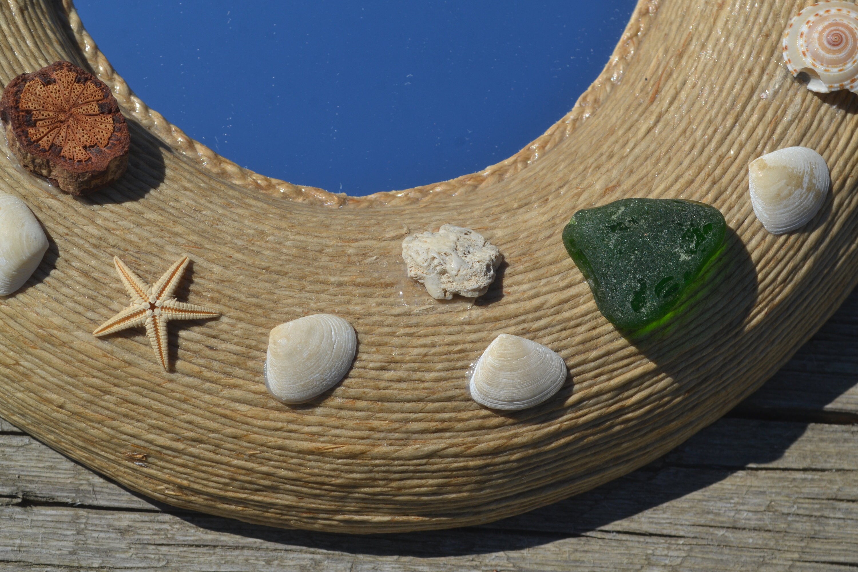 BEACH THEMED MIRROR, Round Wall Mirror, Tiny Hemp Rope Mirror ...