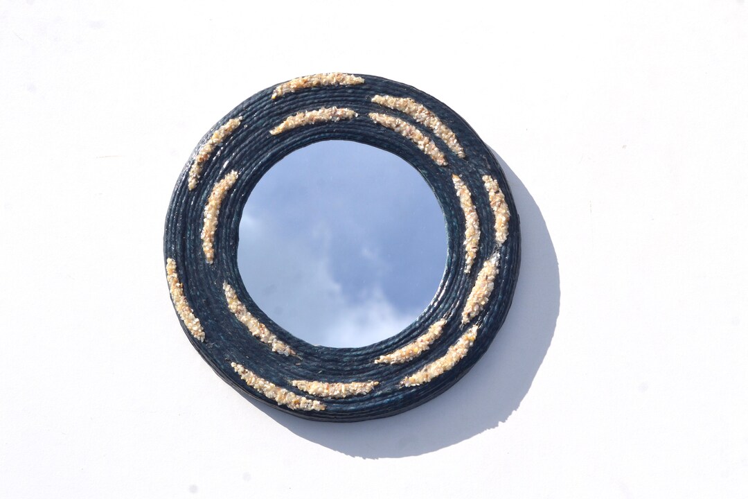 ROUND WALL MIRROR, Blue Hemp Rope Mirror, Hanging Mirror, Decorative ...