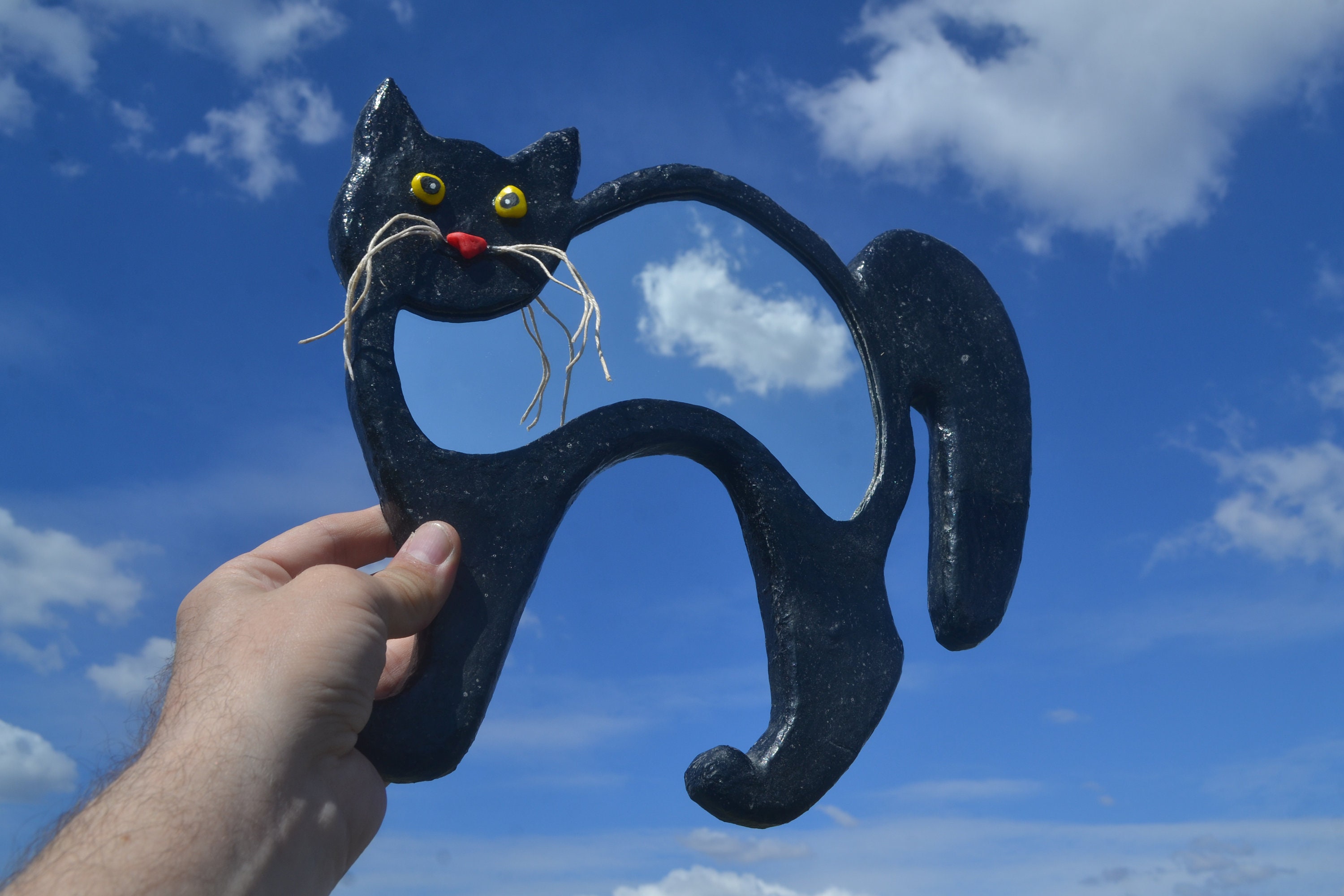 BLACK & BLUE CAT Mirrors, Decorative Wall Mirrors, Black Cat Mirror ...