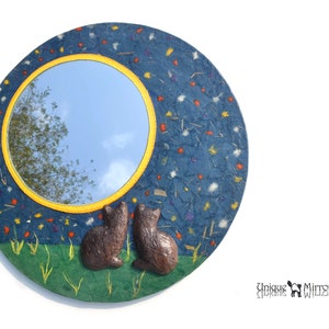 FULL MOON MIRROR, Decorative Wall Mirror, Round Mirror With 2 Cats ...