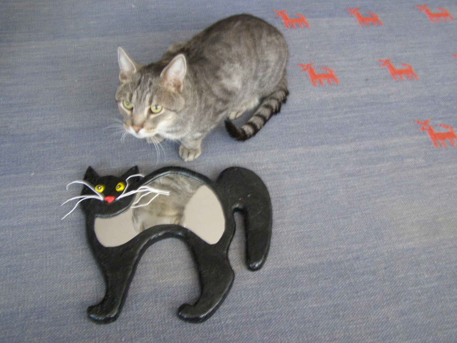 BLACK & BLUE CAT Mirrors, Decorative Wall Mirrors, Black Cat Mirror ...