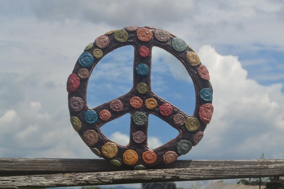 PEACE SIGN MIRROR & Peace Sign Wall Hanging Key Holder Hippy | Etsy ...