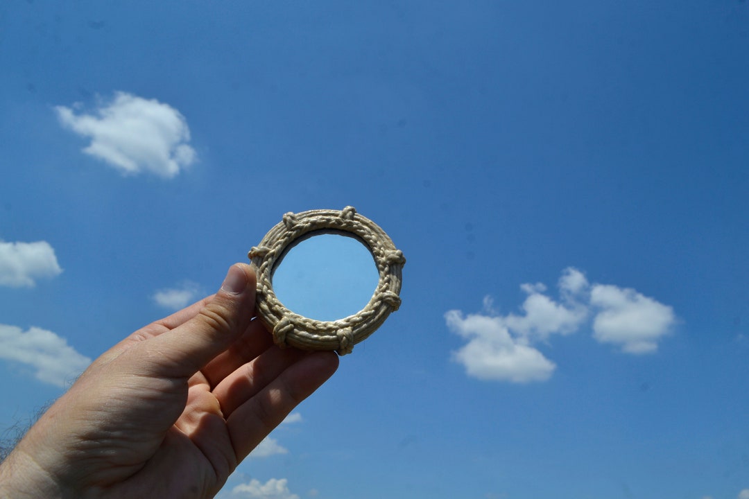 SMALL ROUND HEMP Mirror, Miniature Wall Furniture, Decorative Wall ...