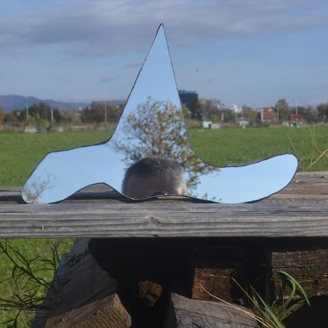 WITCHES HAT MIRROR, Frameless Wall Mirror, Small Wall Mirror, Black ...