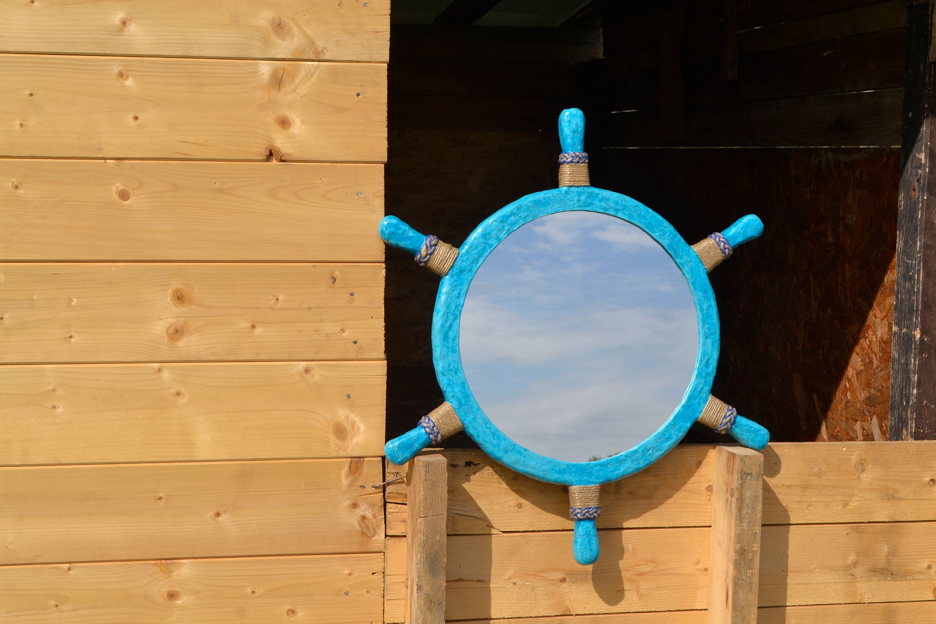 BLUE HELM MIRROR, Large Round Mirror, Coastal Decor, Nautical Furniture ...