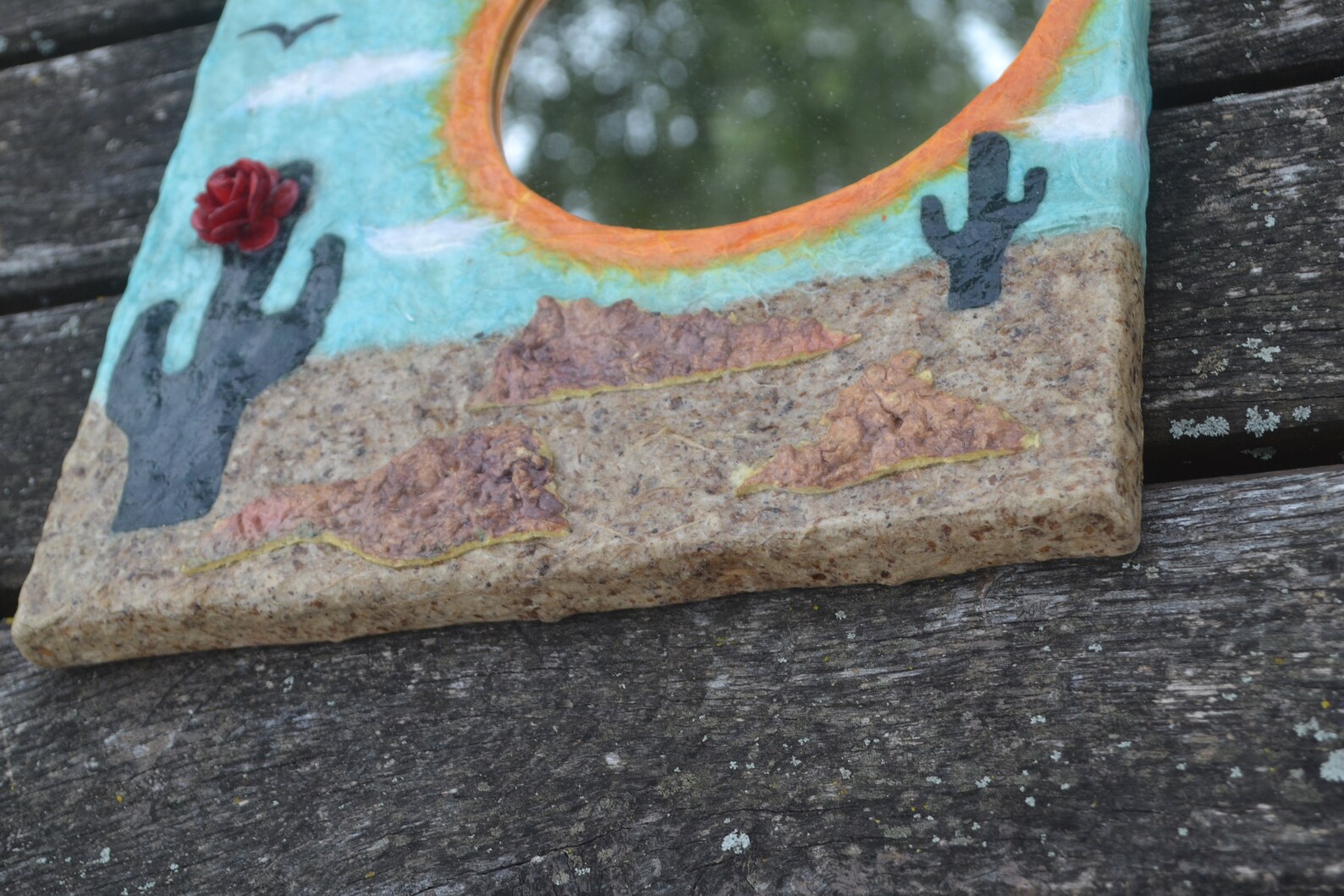 DESERT SUN MIRROR Decorative Wall Mirror Cactus Mirror - Etsy UK