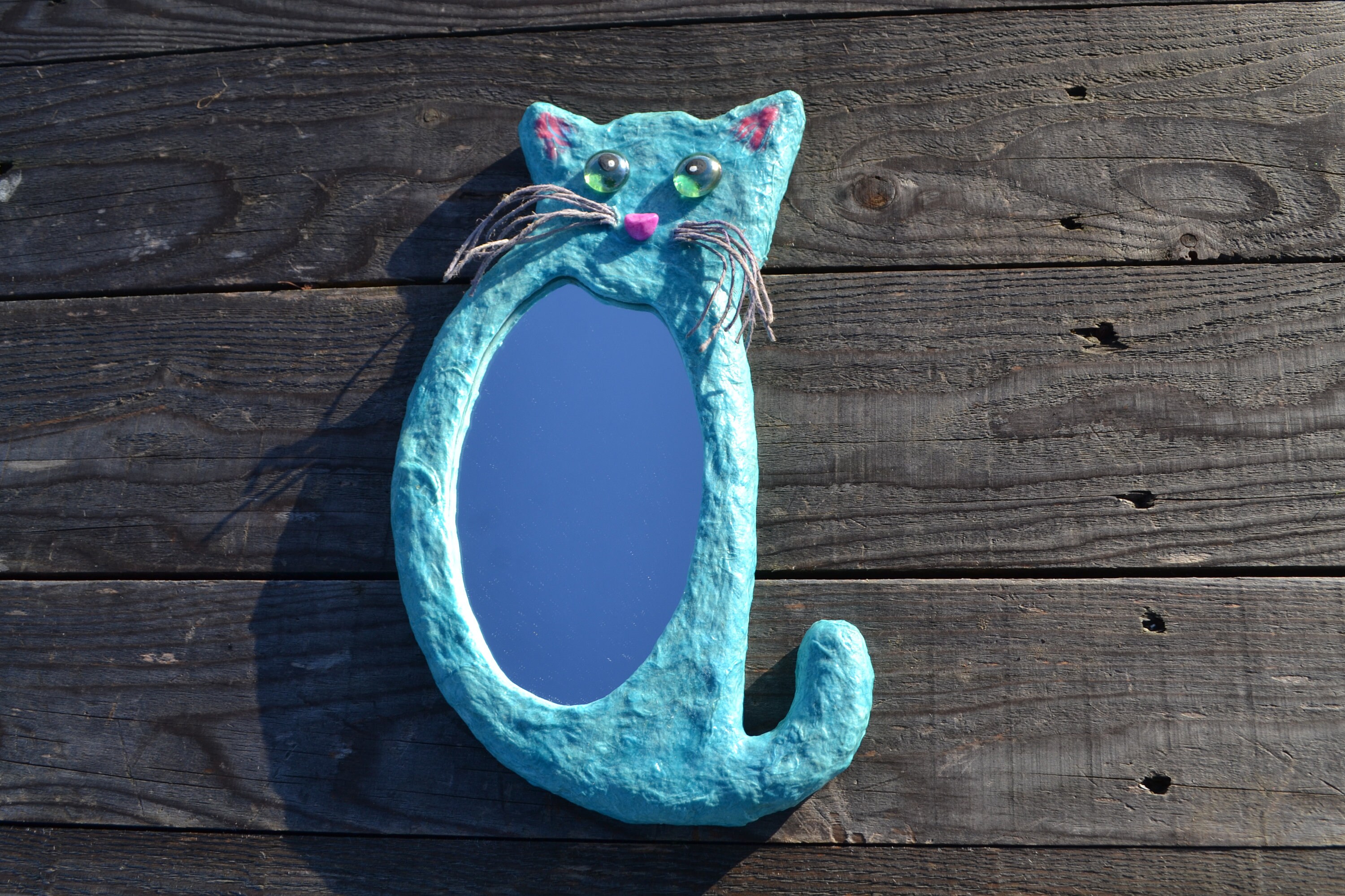 BLUE CAT MIRROR, Decorative Wall Mirror, Unique Cat Mirror, Ideal Gift ...