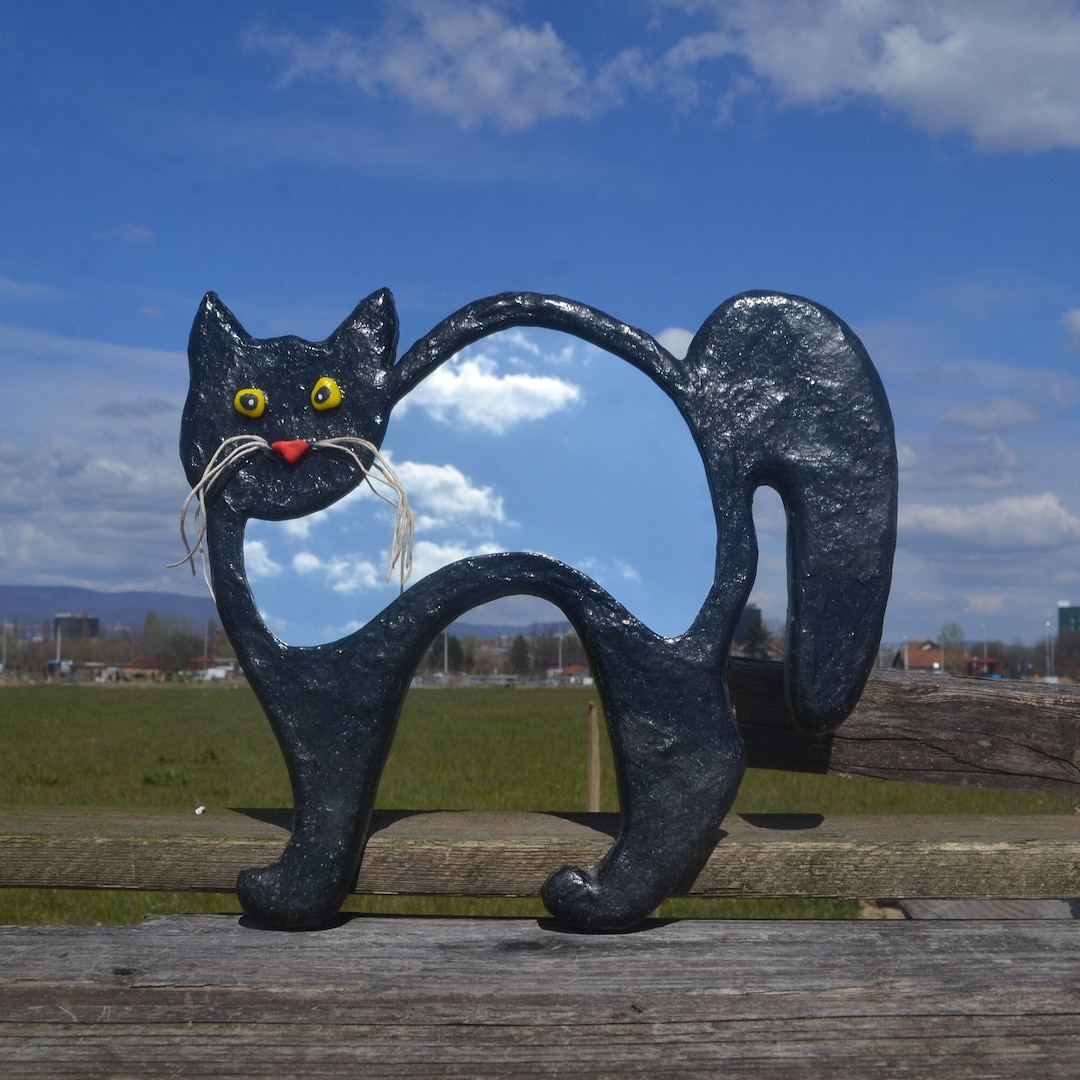 BLACK & BLUE CAT Mirrors, Decorative Wall Mirrors, Black Cat Mirror ...