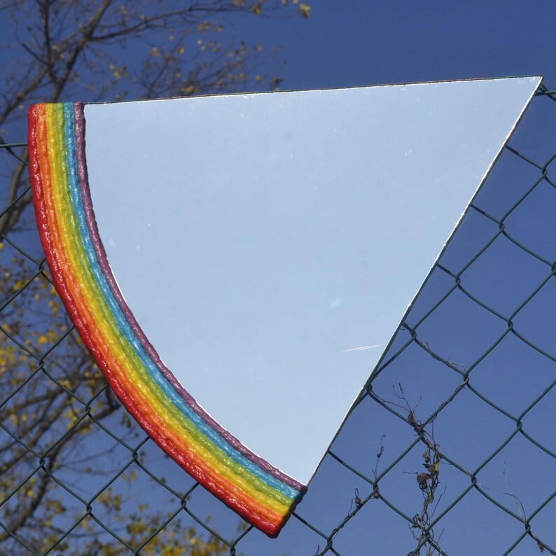 RAINBOW MIRROR, Triangle Mirror, Decorative Wall Mirror, Rainbow ...