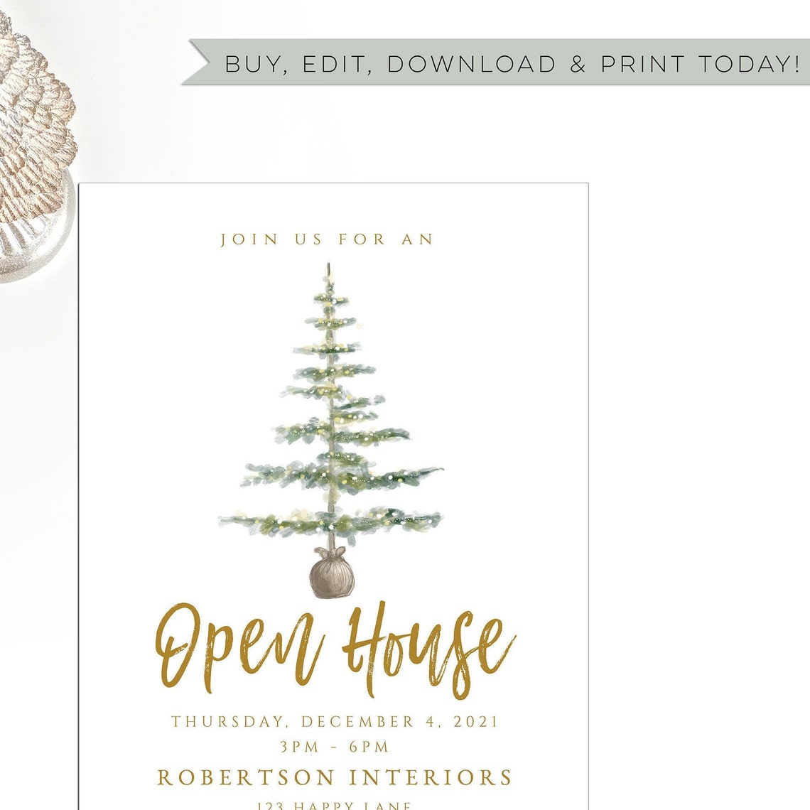 Holiday Open House Invitation Template 5x7 Editable Printable - Etsy