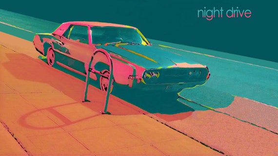 Night Drive Music Poster Nightdrive Classic Car Art - Etsy