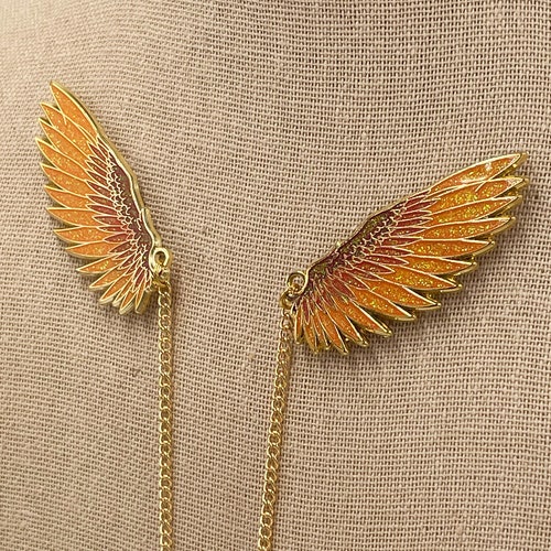 Fairy Wings Collar Pins Gold Plate Hard Enamel Pins W/ Chain - Etsy