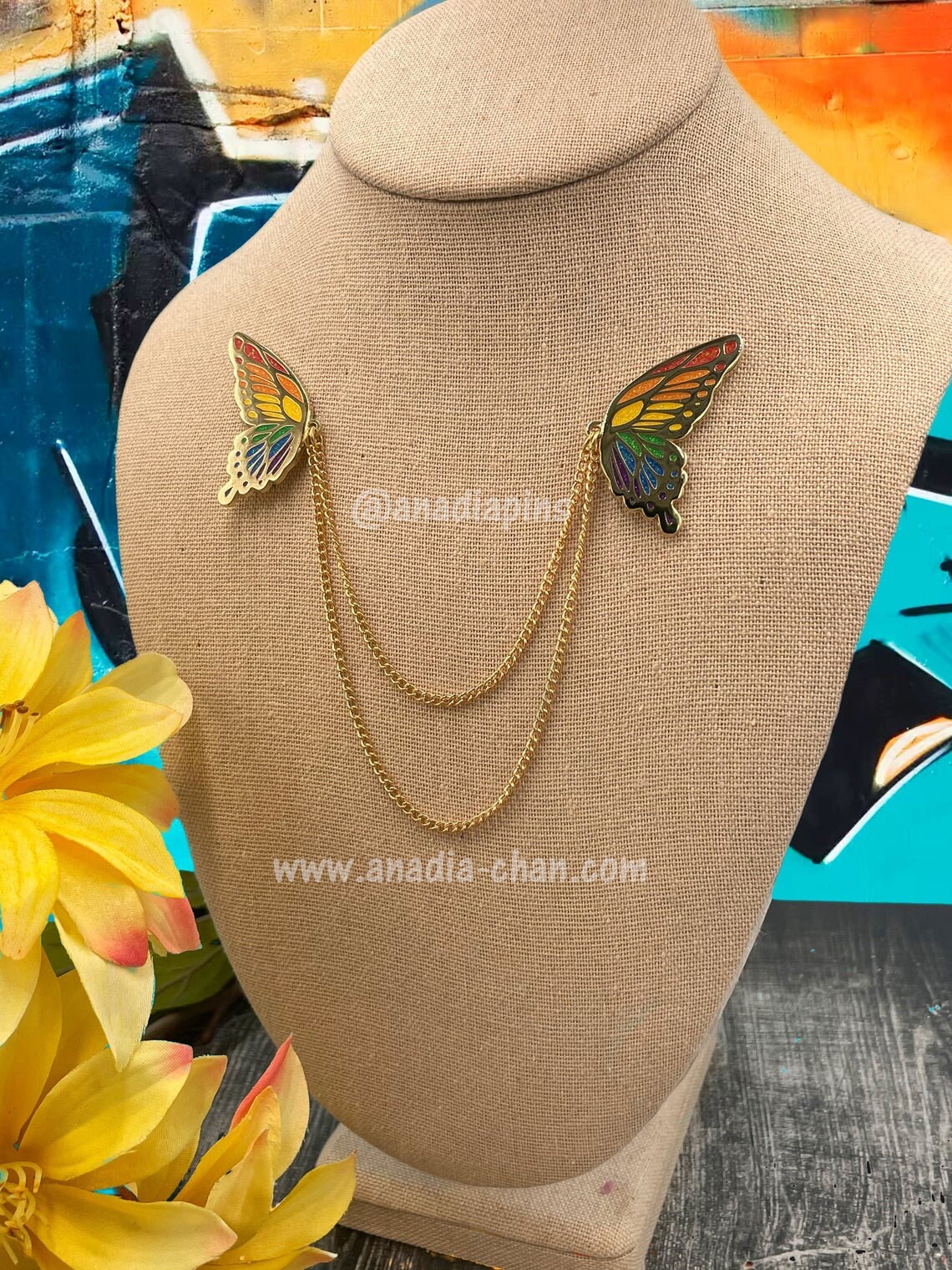 Pride Butterfly Wings Collar Pins Gold Plate Hard Enamel Pins | Etsy