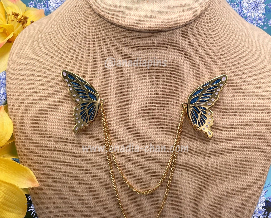 Butterfly Wings Collar Pins Gold Plate Hard Enamel Pins W/ | Etsy