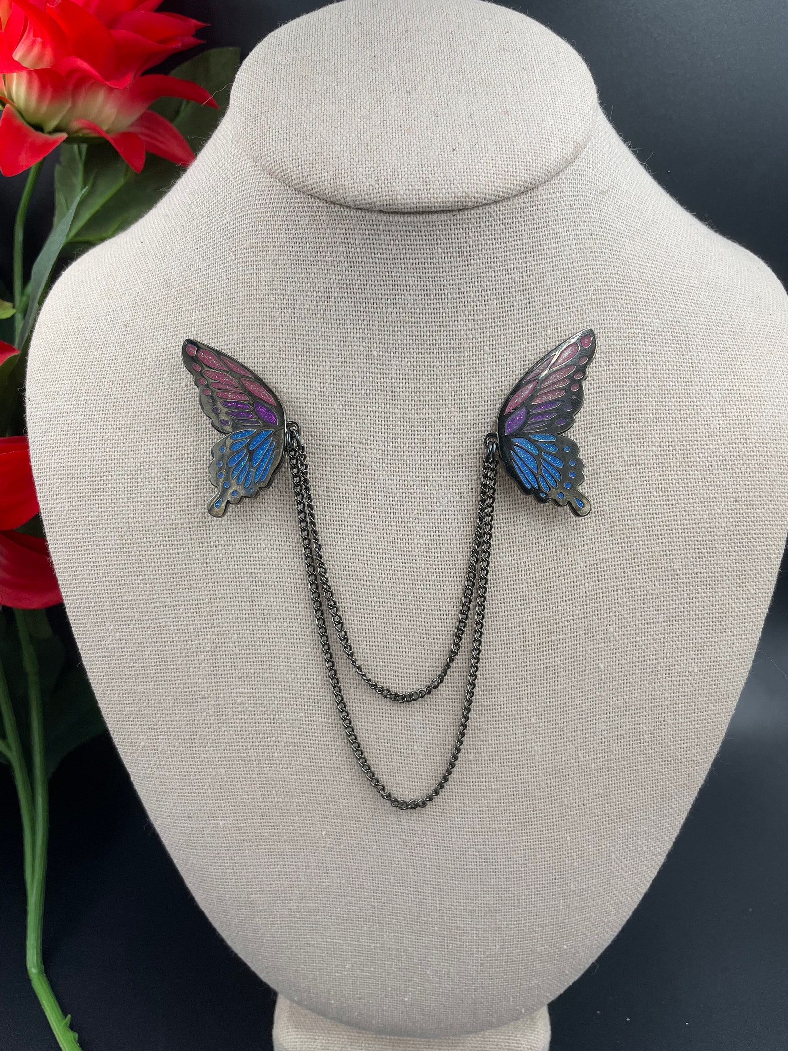 Pride Butterfly Wings Collar Pins Black Plate Hard Enamel Pins - Etsy