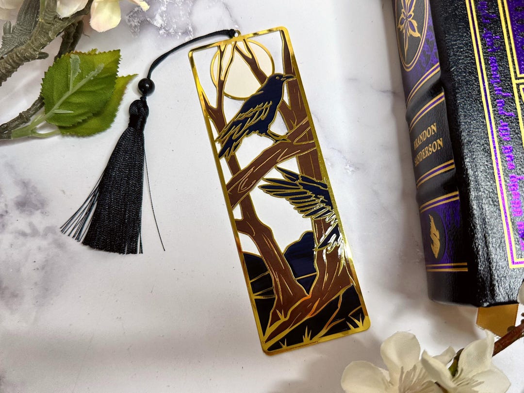 Fantasy Raven Metal Bookmarks ~ Gold Metal and Enamel With Tassel - Etsy