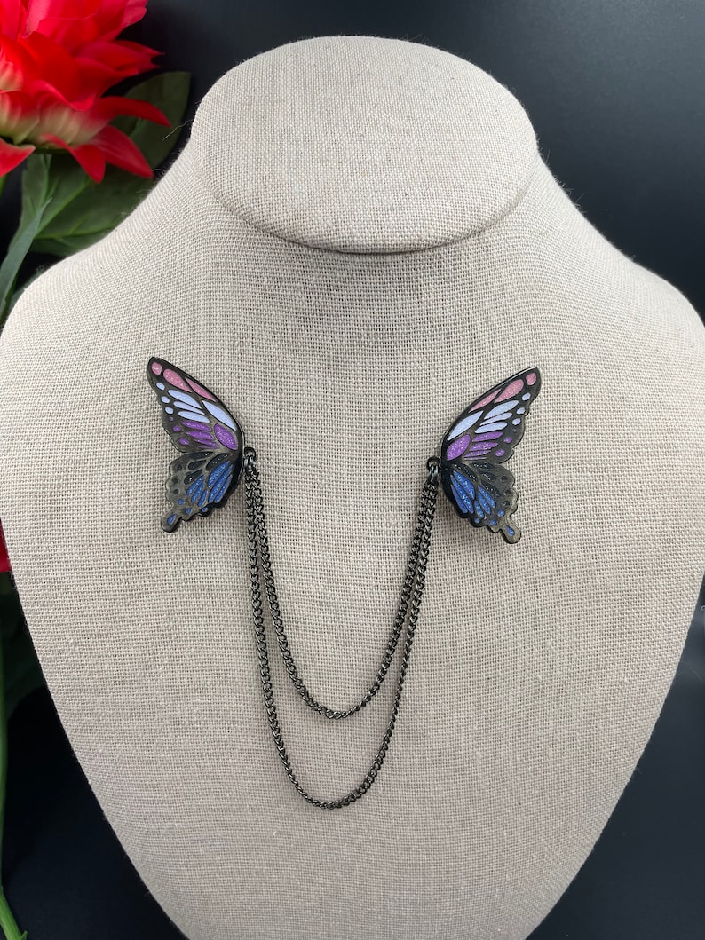Pride Butterfly Wings Collar Pins Black Plate Hard Enamel Pins - Etsy