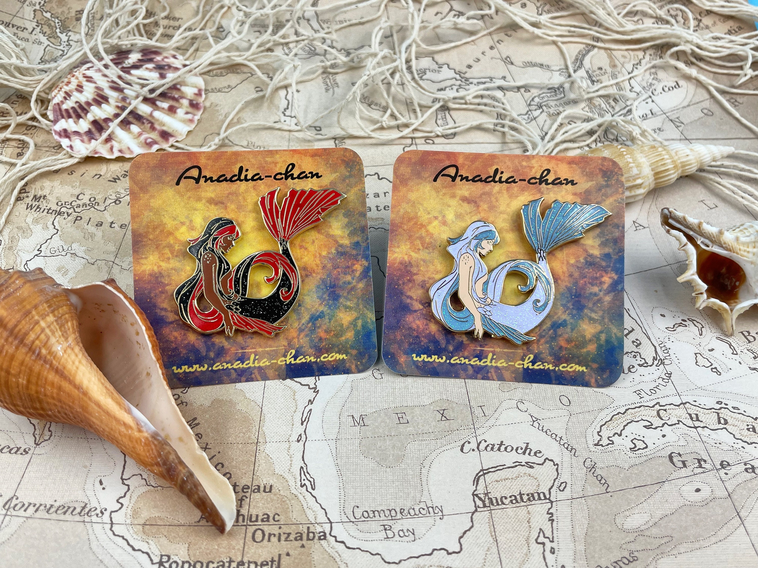 Original Lava and Snow Mermaid Hard Enamel Pins Glitter Sirens - Etsy