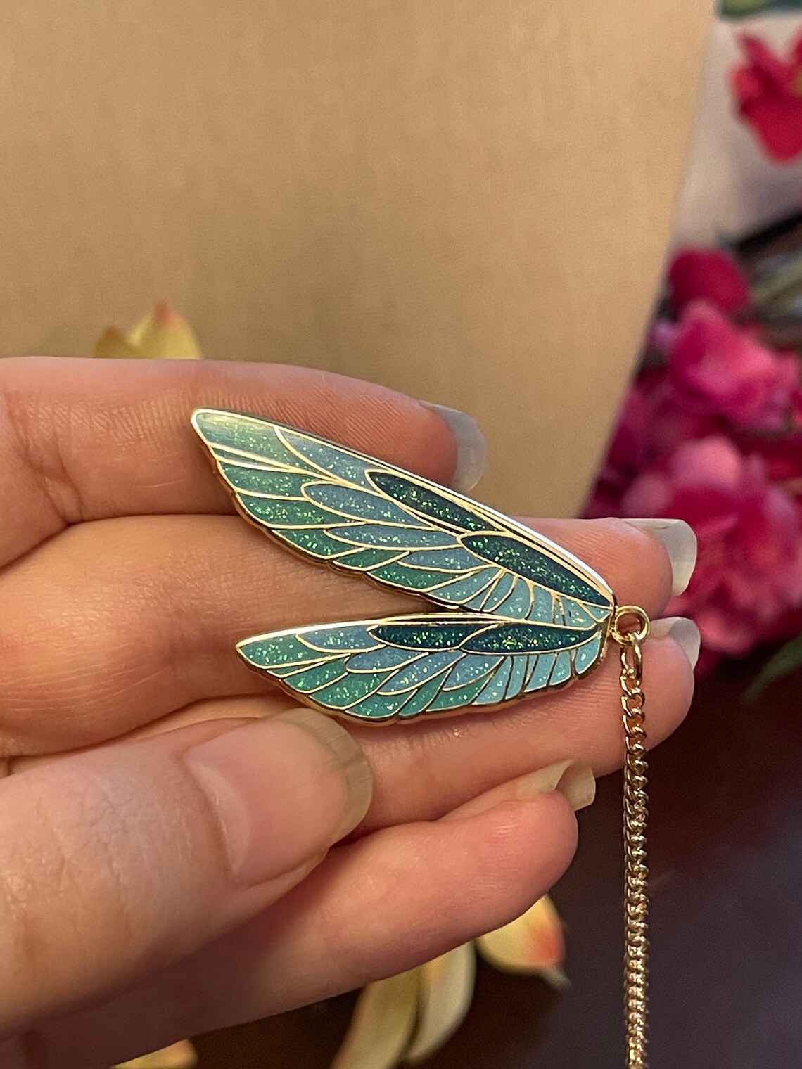 Fairy Wings Collar Pins Gold Plate Hard Enamel Pins W/ Chain - Fantasy ...