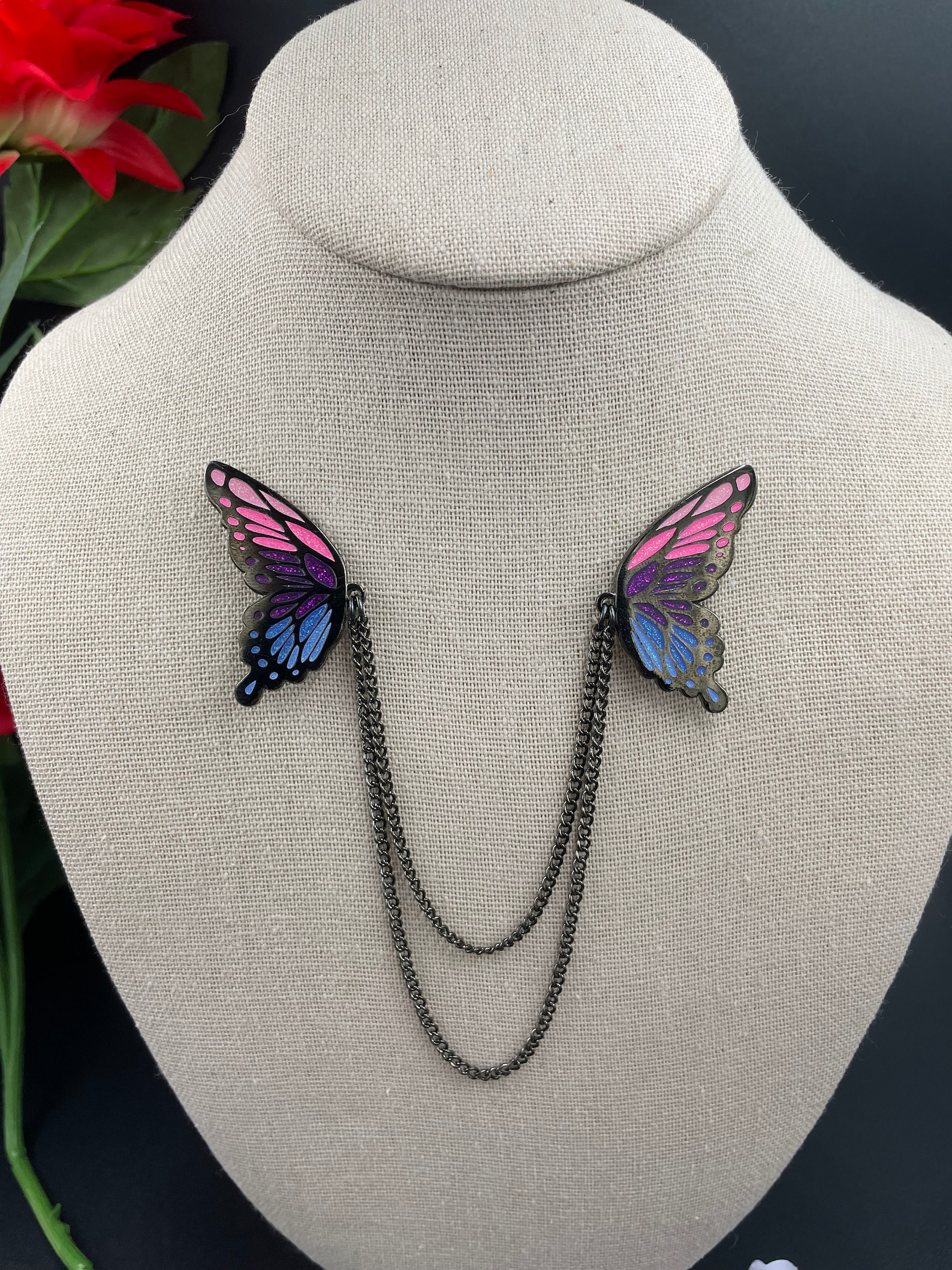 Pride Butterfly Wings Collar Pins Black Plate Hard Enamel Pins - Etsy