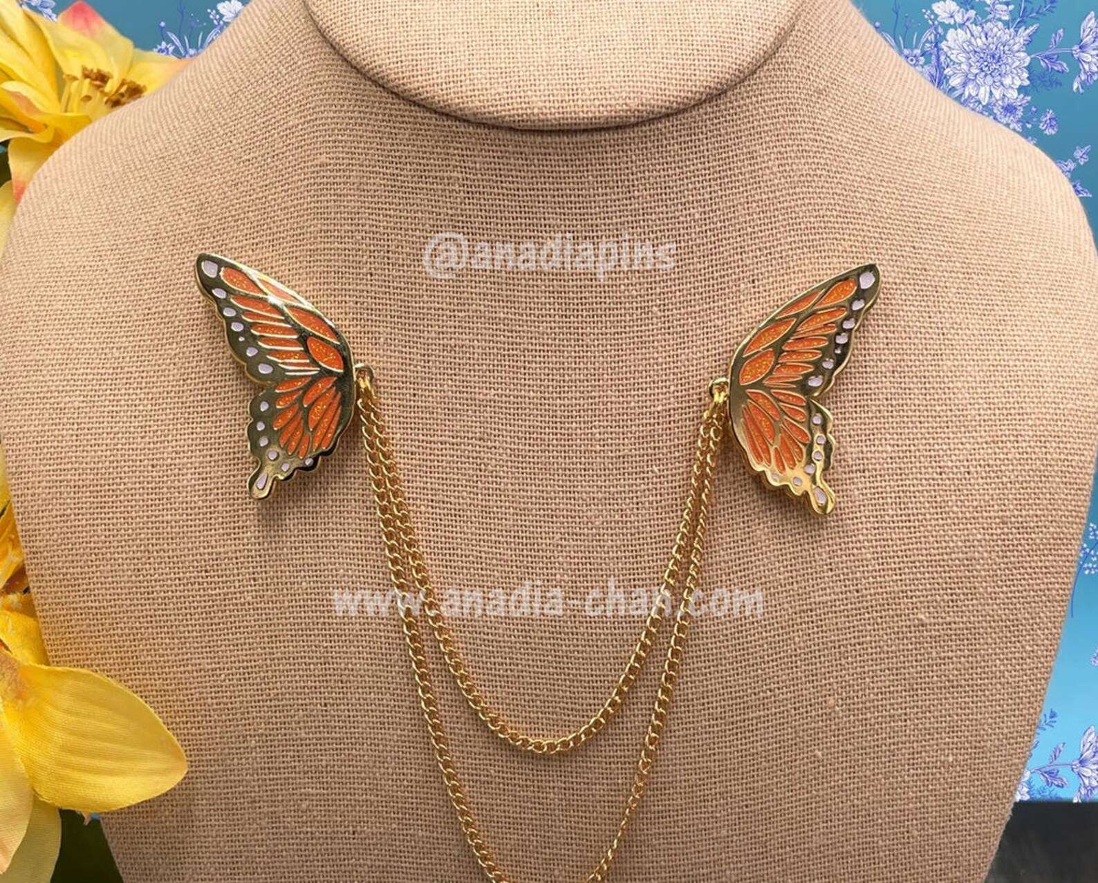 Butterfly Wings Collar Pins Gold Plate Hard Enamel Pins W/ - Etsy